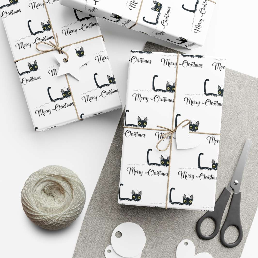 Snowy Christmas Cat Gift Wrap – Charming Holiday Spirit – Happy Little ...
