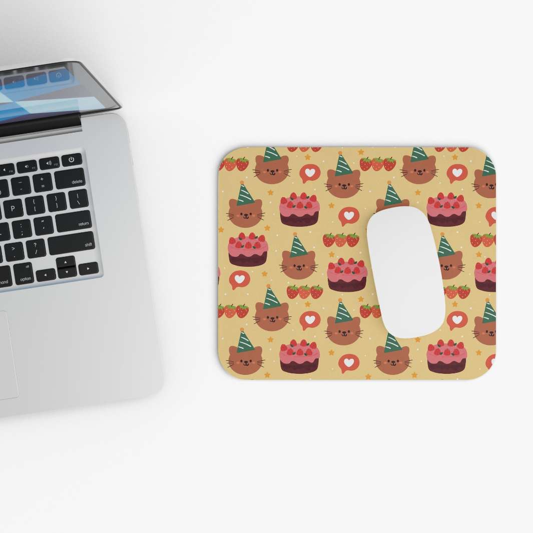 Strawberry Cake Cat Mouse Pad - Happy Little Kitty